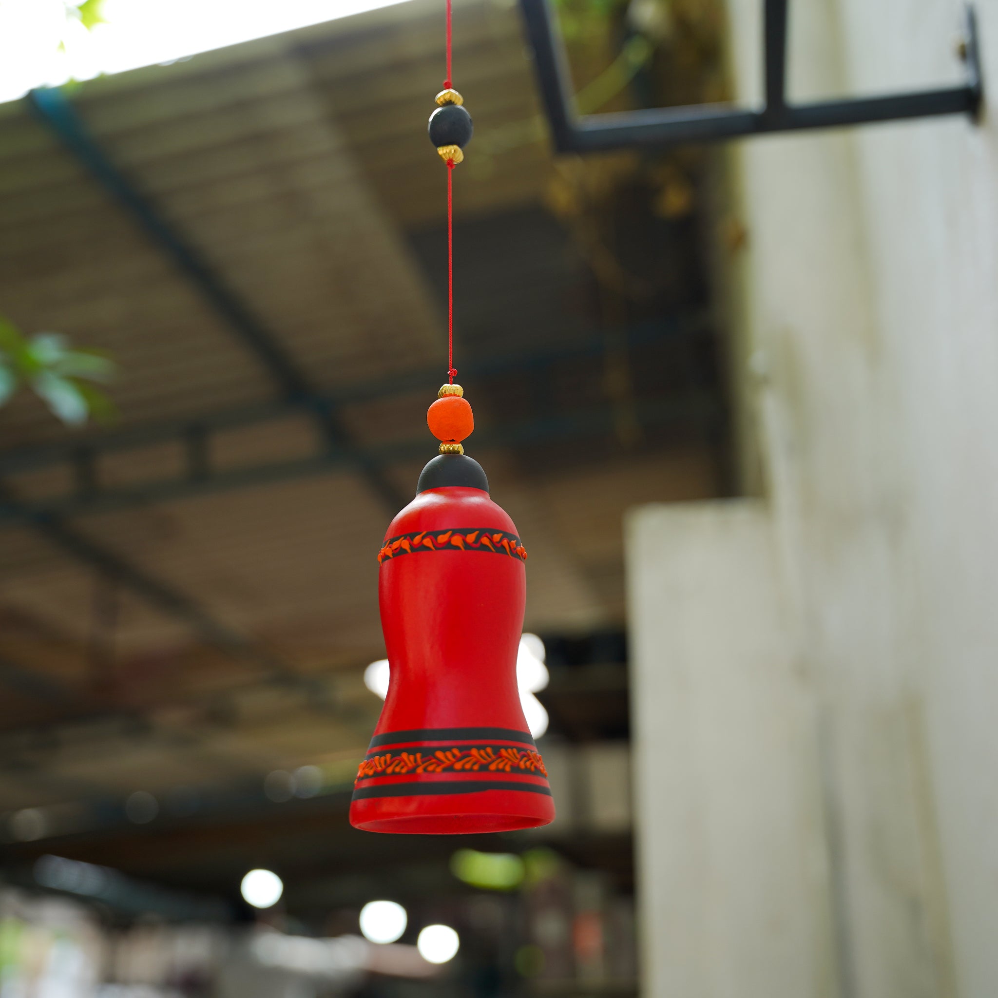 Handcrafted Hanging Rope Bell – Traditional Terracotta Décor – Kumhari